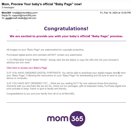 Missing Welcome Email – Mom365
